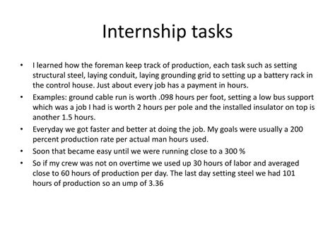 PPT Internship Tasks PowerPoint Presentation Free Download ID
