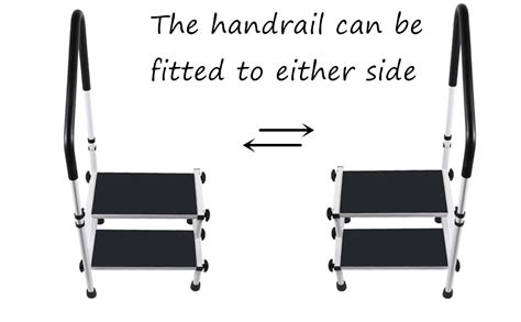 Safety 2 Step Stool With Handrail Handle Bath Kitchen Shower Bathroom