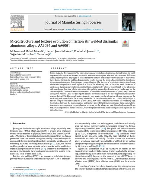 Microstructure And Texture Evolution Of Friction Stir Welded Dissimilar