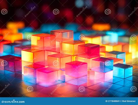 Abstract Technology And Futuristic Concept In Piles Of Glowing Cubes Stock Image Image Of