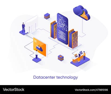 Datacenter Technology Isometric Web Banner Vector Image