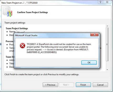 Error Tf218017 ‘access Is Denied While Creating A Team Project With Tfs2010 Alain De Klerk