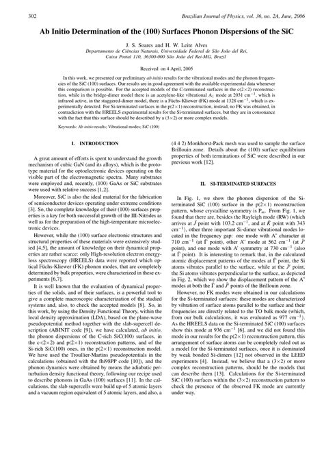 Pdf Ab Initio Determination Of The 100 Surfaces Phonon Dispersions