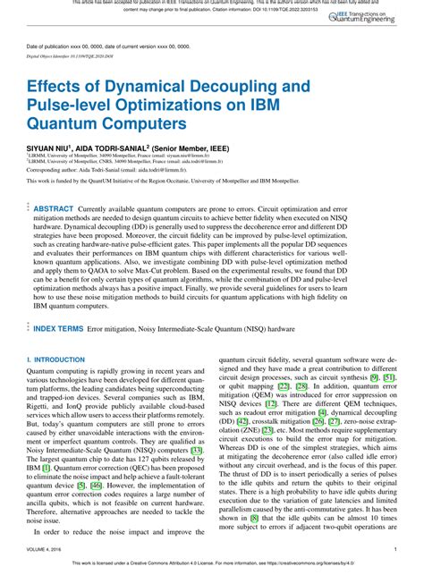 Pdf Effects Of Dynamical Decoupling And Pulse Level Optimizations On Ibm Quantum Computers