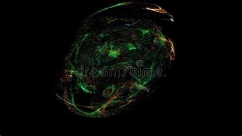 Abstract Green Orange Particles Background Animation Loop With A Spiral Particle Form Rotating