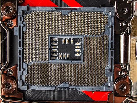 Microprocessor Socket On The Motherboard Cpu Socket Close Up Stock