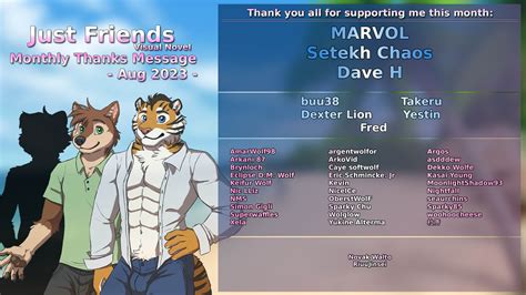 Monthly Thanks Message Aug 2023 Just Friends Visual Novel By Yekkusu