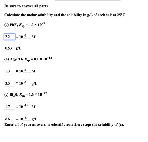 Solved Be Sure To Answer All Parts Calculate The Molar Chegg Com