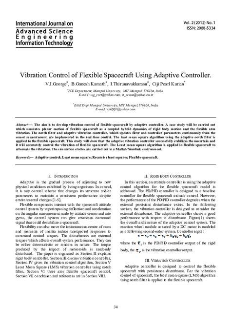pdf vibration control of flexible spacecraft using adaptive controller