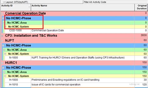 primavera p6 hide blank activity code no activity code at the summary