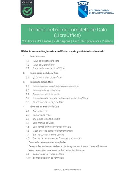 Temario Curso De Calc Completo Libreoffice Original Pdf