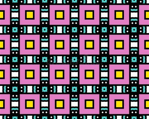 Abstract Illustration Of Seamless Square Tile Pattern With Different Shapes Stock Illustration