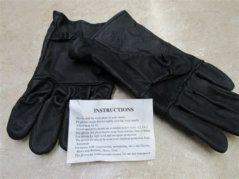 Us Gi Black Leather D3a Gloves Shell Military Light Duty 1997 Dated