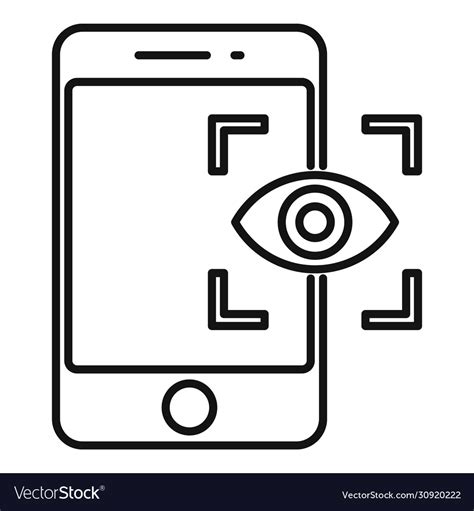 Phone Eye Authentication Icon Outline Style Vector Image