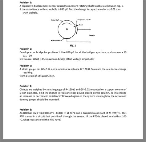 Solved Problem 1 A Capacitive Displacement Sensor Is Used