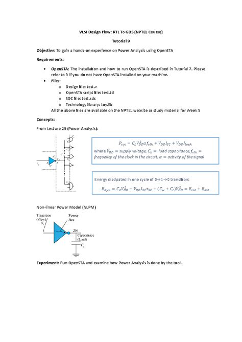 tutorial 9 vlsi design flow rtl to gds nptel course tutorial 9