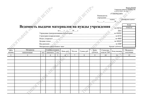 Ведомость на получение спецодежды бланк Форма МБ 7 Ведомость учета выдачи спецодежды