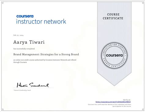 Aarya Tiwari On Linkedin Certified In Brand Management Strategies For A Strong Brand By Coursera