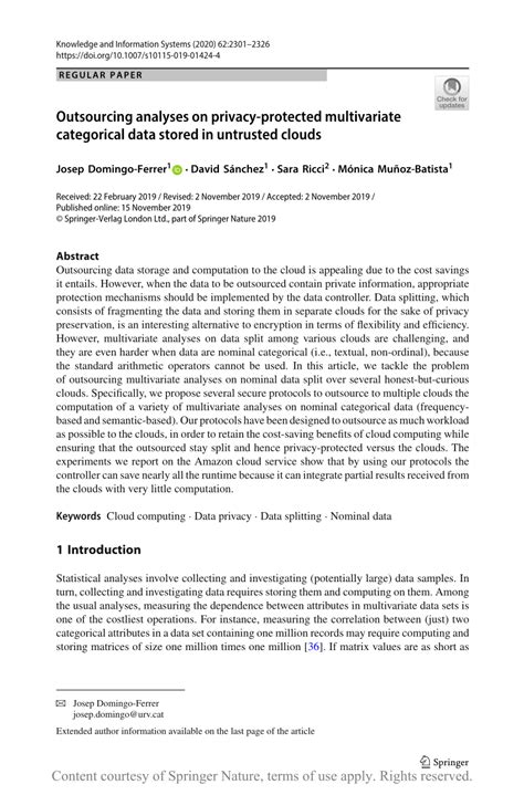 Outsourcing Analyses On Privacy Protected Multivariate Categorical Data Stored In Untrusted