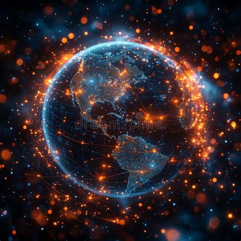 Global Network And Digital Connectivity Represented By Lighted Nodes And Geographical Regions