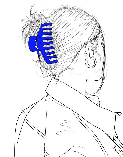 Claw Clip Digital Art Bundle 2 Etsy How To Draw Hair Hair Sketch Claw Clip