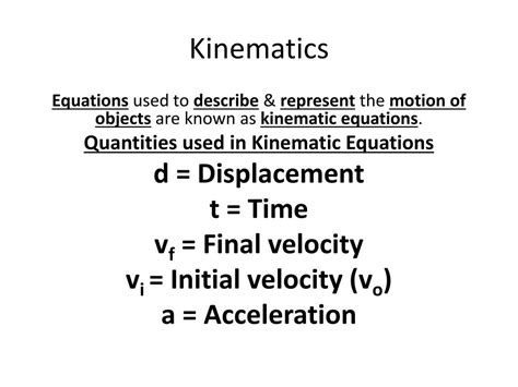 Ppt Kinematics Equations Powerpoint Presentation Free Download Id 2157638