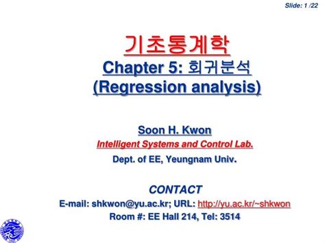 PPT 기초통계학 Chapter 5 회귀분석 Regression analysis PowerPoint Presentation ID 969908
