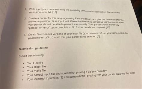 Solved The Following Is A Specification For A Very Simple