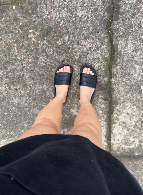 Getting Some Errands Done In These Comfy Slides 🖤 R Verifiedfeet