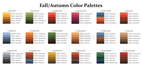 Color Palettes 18x5 Swatches Fall Or Autumn Cool Warm Neutral