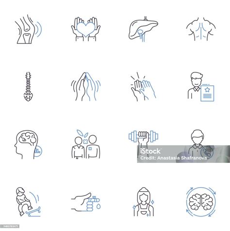 영적 웰빙 라인 아이콘 컬렉션입니다 마음 챙김 명상 의식 감사 평온 회춘 깨달음 벡터 및 선형 그림 자기 발견 조화 초월 개요 표지판 세트 아이콘에 대한 스톡 벡터 아트 및