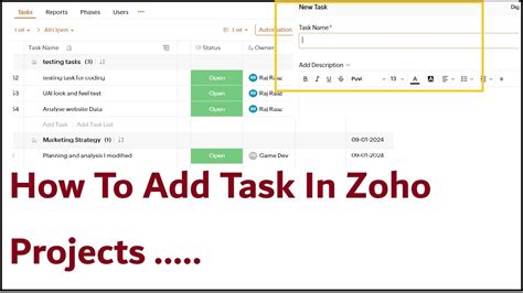 How To Add Task In Zoho Projects YouTube