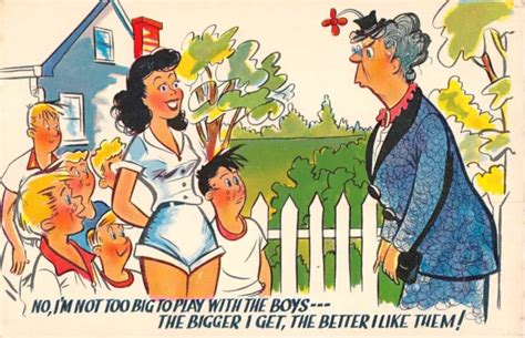 Risque Old Comic Chrome Pc Sexy Girl Says Shes Not Too Big To Play