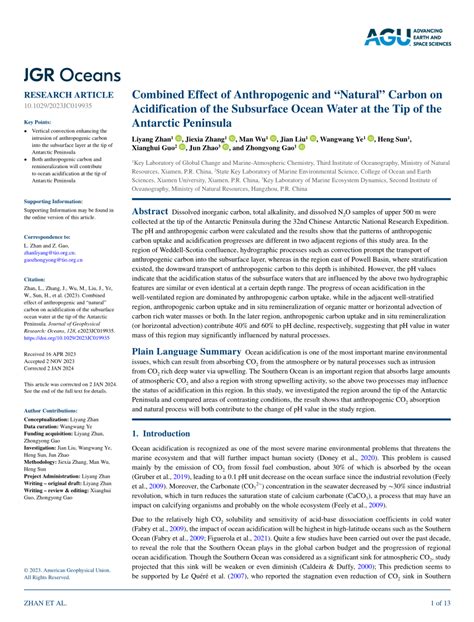 Combined Effect Of Anthropogenic And “natural” Carbon On Acidification Of The Subsurface Ocean