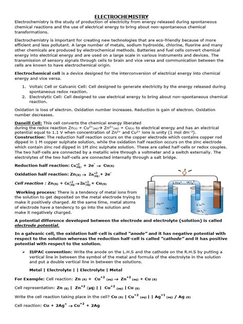 Electrochemistry Pdf Electrochemistry Redox