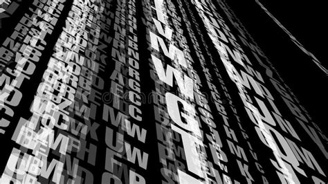 Alphabet In Digital Chaos Abstract Design With Encrypted Letters On Black Background For Dynamic