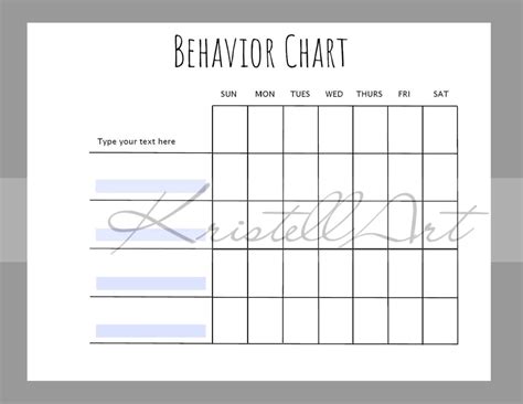 Fillable PDF Printable Behavior Chart Blank Digital Download Etsy