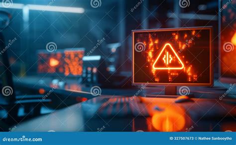 Cybersecurity Warning On Computer Screen Stock Illustration Illustration Of Office Technology
