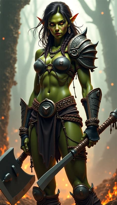 Powerful Female Orc Warrior Stable Diffusion Online