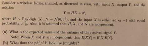 Solved The Problem Is From The Topic Of Rayleigh Random