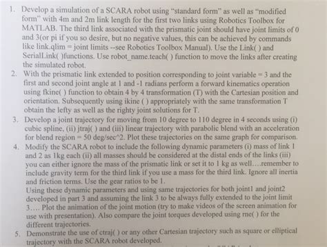 Solved Develop A Simulation Of A Scara Robot Using Standard