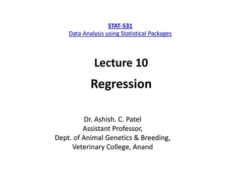 P G Stat 531 Lecture 10 Regression Ppt