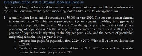 description of the system dynamic modeling exercise