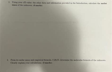 Solved Using your ΔT t value the other data and Chegg com