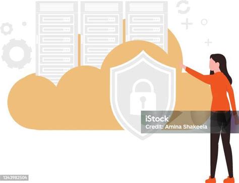 소녀는 사이버 보안으로 데이터베이스 나 서버를 보호합니다 개념에 대한 스톡 벡터 아트 및 기타 이미지 개념 금융 네트워크 보안 Istock