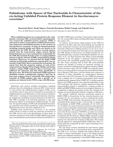 Pdf Palindrome With Spacer Of One Nucleotide Is Characteristic Of The Cis Acting Unfolded