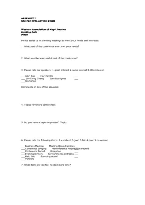 Sample Evaluation Form Printable Pdf Download
