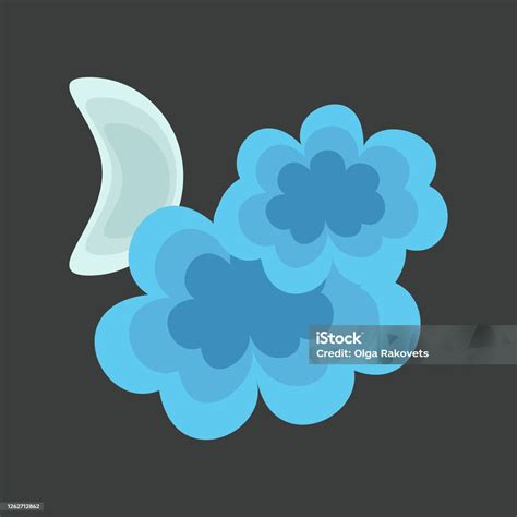 달과 구름 푸른 구름과 어두운 배경에 밝은 회색 달 벡터 일러스트 계절에 대한 스톡 벡터 아트 및 기타 이미지 계절 구름 구름 풍경 Istock