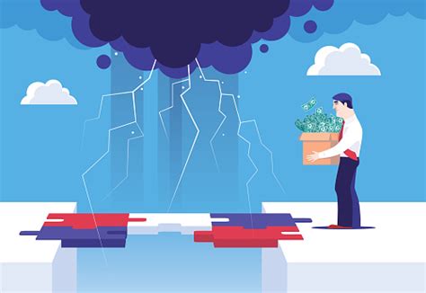 지폐 상자를 들고 악천후로 부서진 퍼즐 다리를 마주하고 있는 사업가 개념에 대한 스톡 벡터 아트 및 기타 이미지 개념 걱정하는 검색 Istock