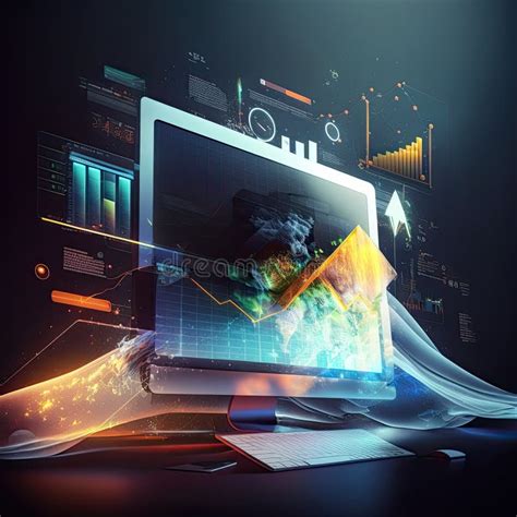 Digital Charts And Graphs With Binary Code On A Computer Screen Data
